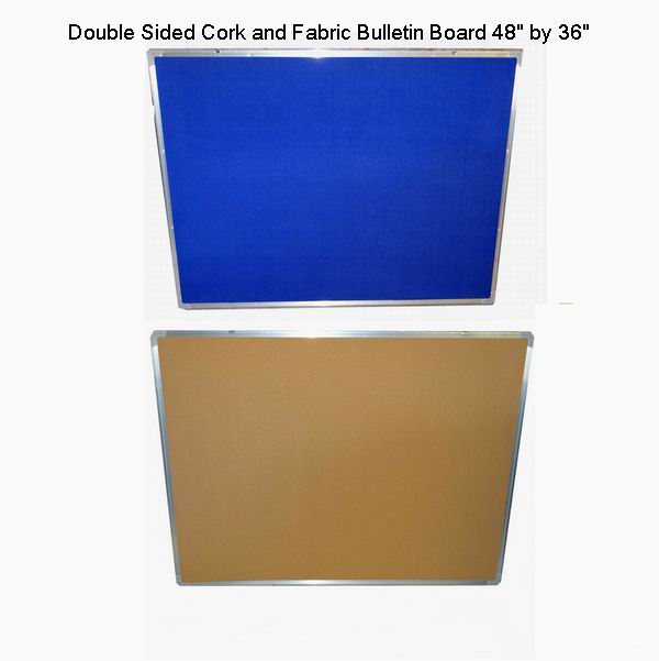 Double Sided Cork And Fabric Bulletin Board 48″ By 36″ Lightweight