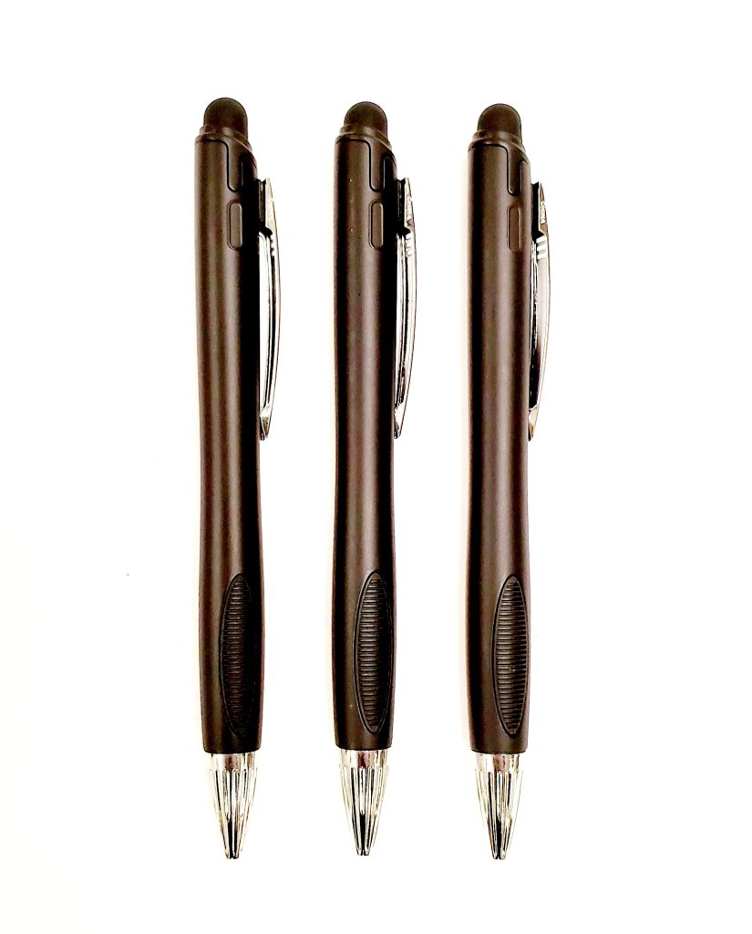 Buy Thick Black Barrel Style Retractable Pens With Stylus- Black Ink ...