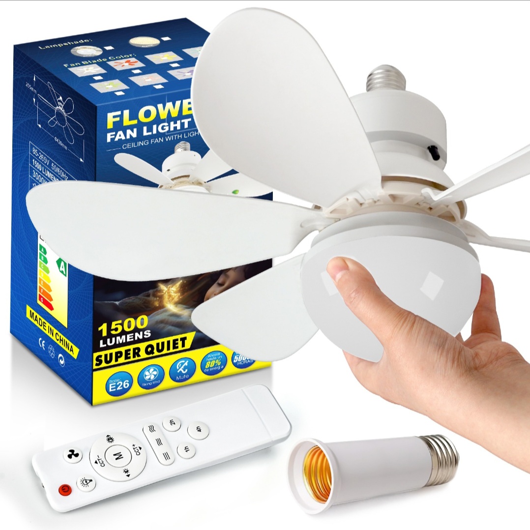 Ceiling Fan Light with Remote – 3 Speed – Dimmable Led – 3000-6500K – Timer – Socket Extender ...