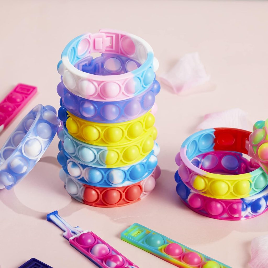 Pop Fidget Bracelets – Multicolor Stress Bracelets – Wristband Fidget ...