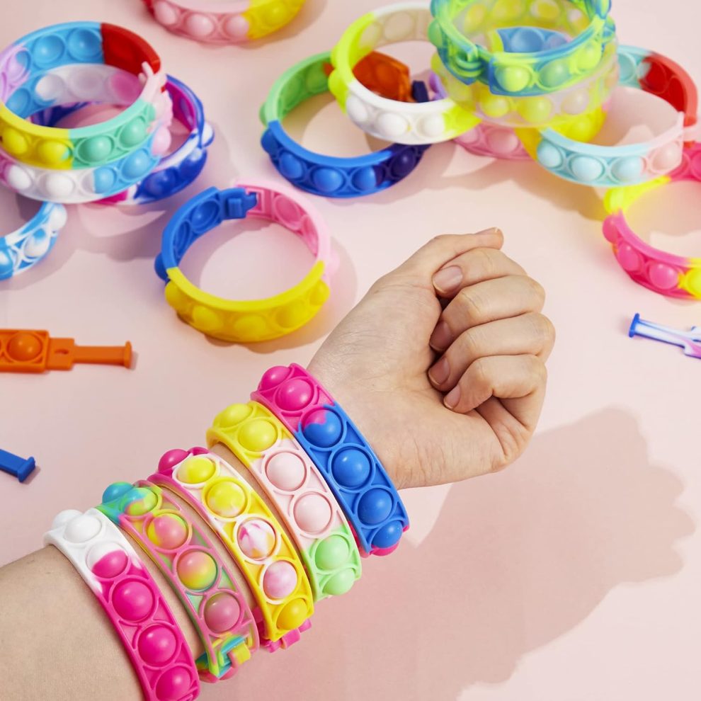 Pop Fidget Bracelets – Multicolor Stress Bracelets – Wristband Fidget ...