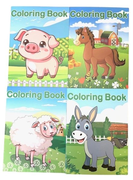 Farm Animals Mini Coloring Books – Kids Barn Party Favors – Small ...