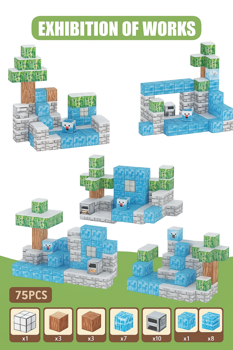 Magnetic Building Blocks (75 Piece) STEM Fidget Building Cube Sensory ...