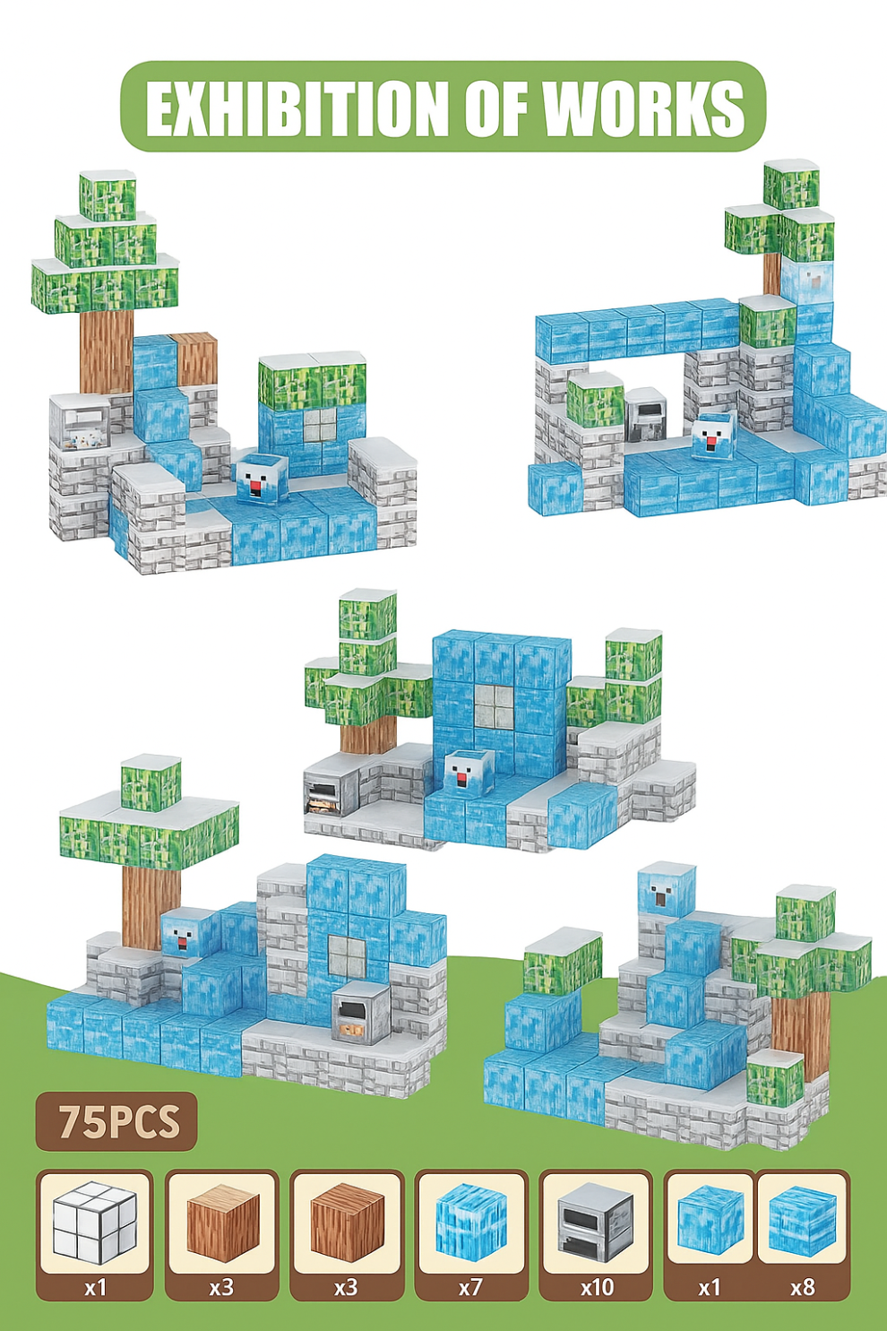Magnetic Building Blocks (75 Piece) STEM Fidget Building Cube Sensory ...