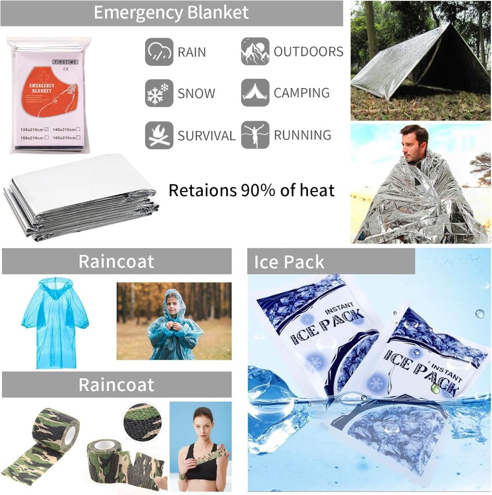 145 Piece Emergency Survival First Aid Kit – Splint – Tourniquet ...