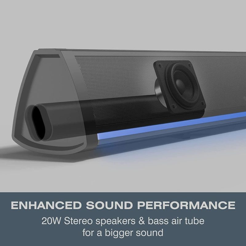 Audible Fidelity Sound Bar with Remote Control and LED Lighting ...