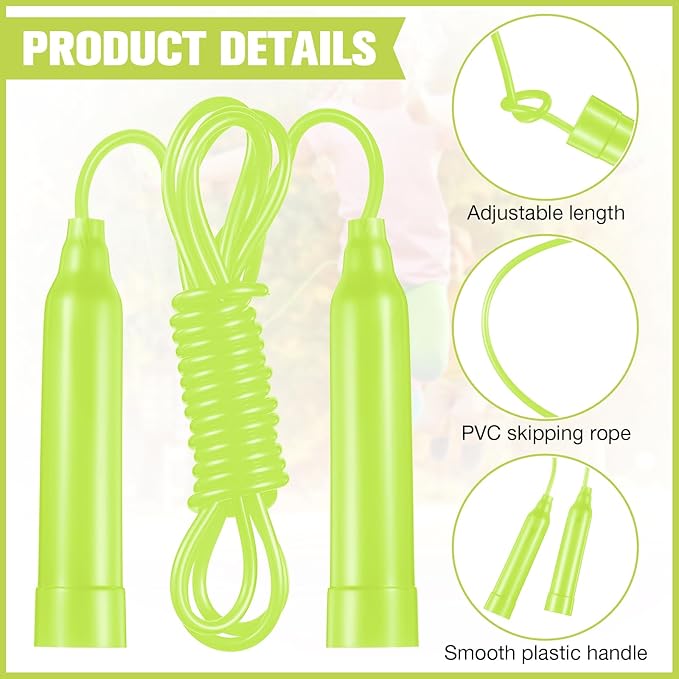 Colorful Plastic Jump Ropes for Kids – 7.5 ft – Adjustable – Yellow ...