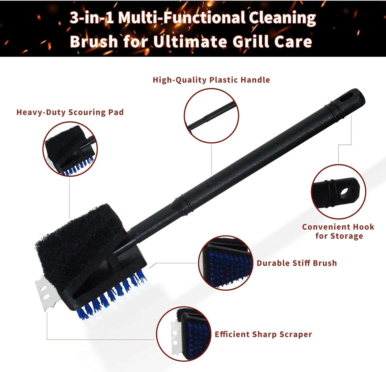 Nylon Grill Brush – No Wire Bristle Barbecue Brush – Grill Cleaning Kit ...