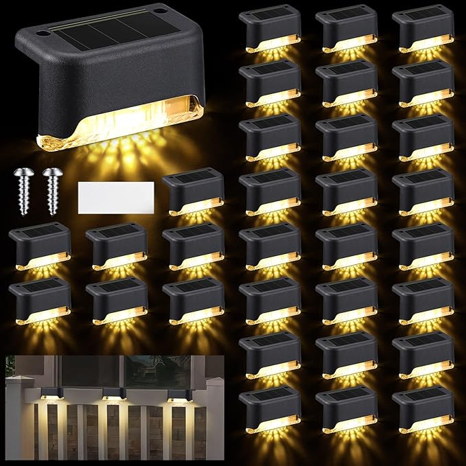 Solar Deck Lights – Waterproof LED Solar Step Fence Lights for Stairs ...