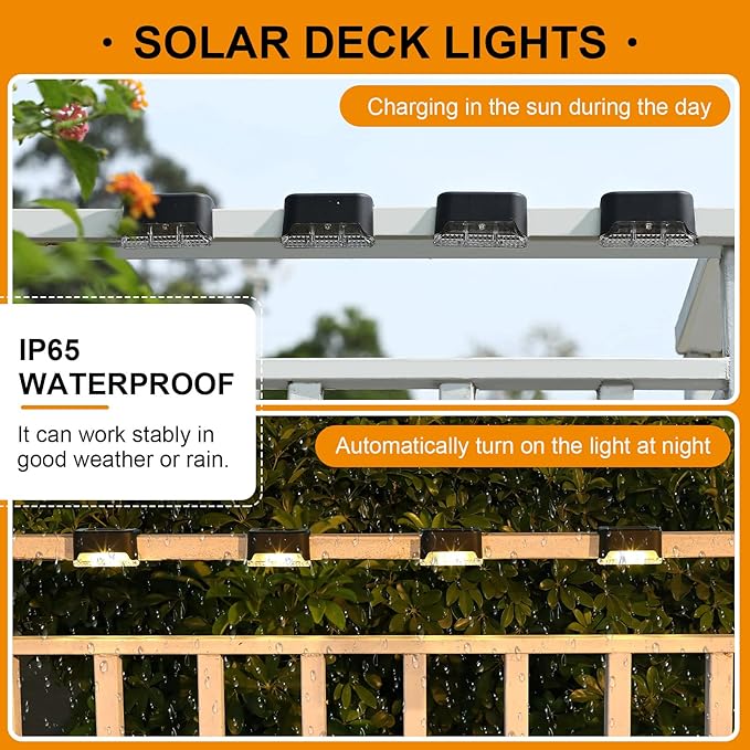 Solar Deck Lights – Waterproof LED Solar Step Fence Lights for Stairs ...