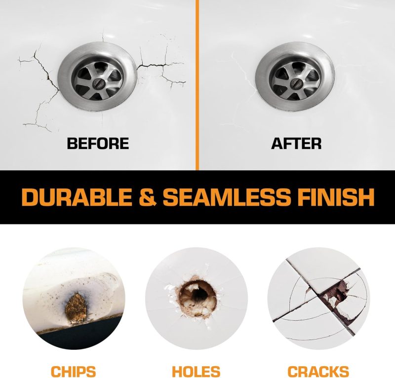 Fortivo – White Porcelain Repair Kit, Fiberglass Tub Repair for Sink ...