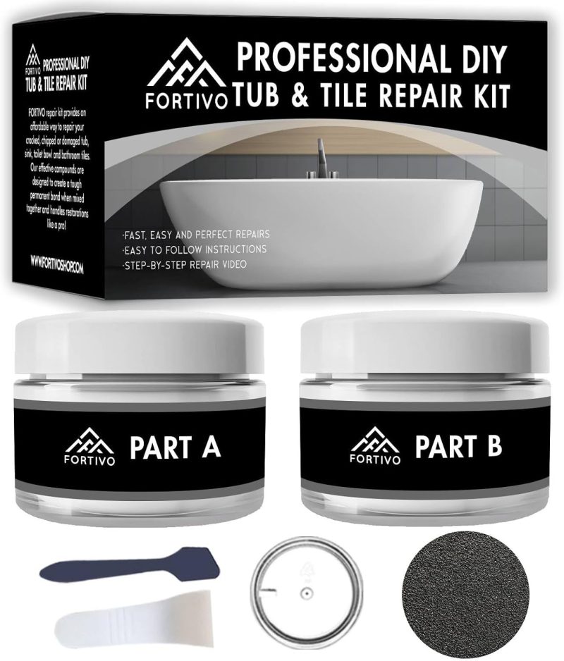 Fortivo – White Porcelain Repair Kit, Fiberglass Tub Repair for Sink ...